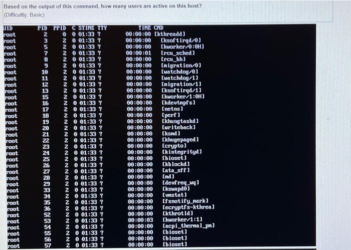 Solved Based on the output of this command, how many users | Chegg.com