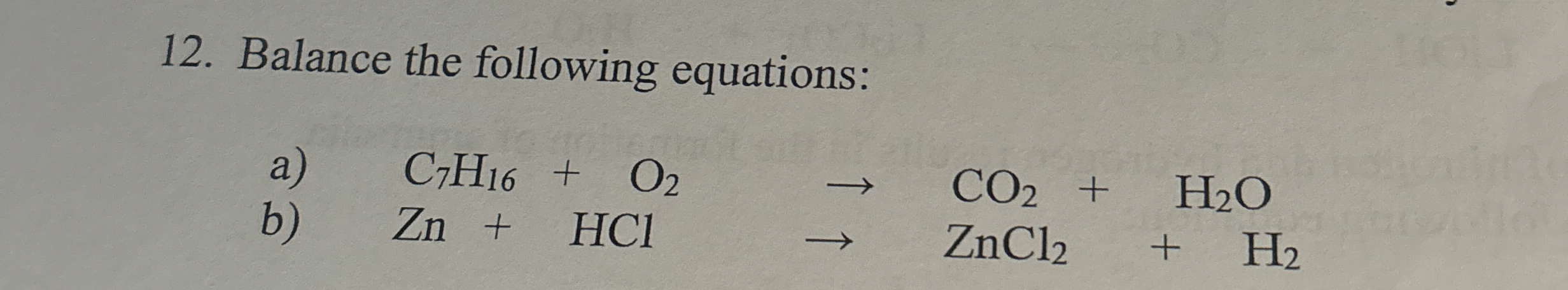 Solved Balance the following | Chegg.com