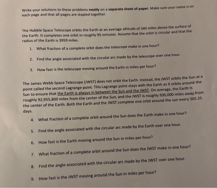 Solved Write your solutions to these problems neatly on a | Chegg.com