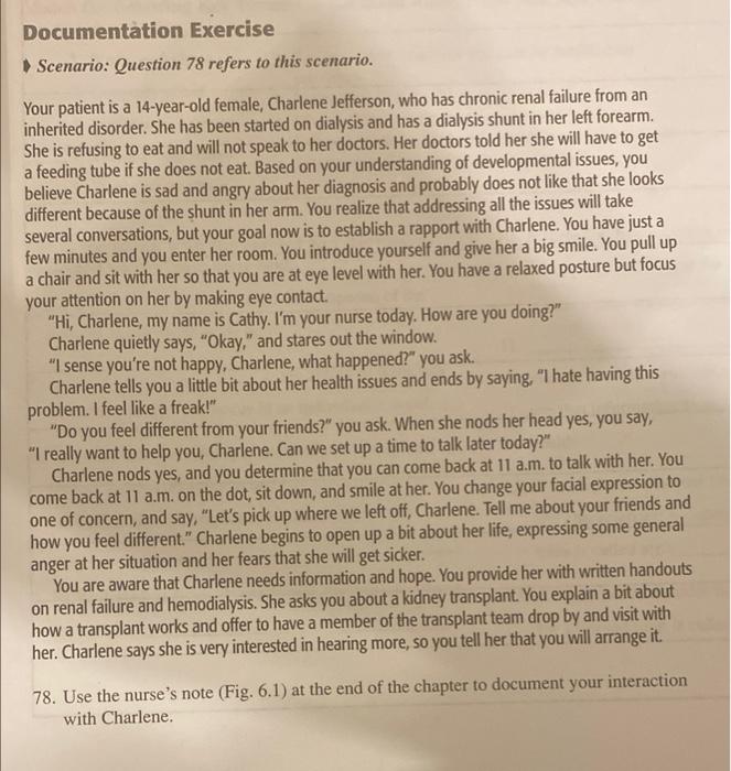 Solved Documentation Exercise Scenario: Question 78 refers | Chegg.com