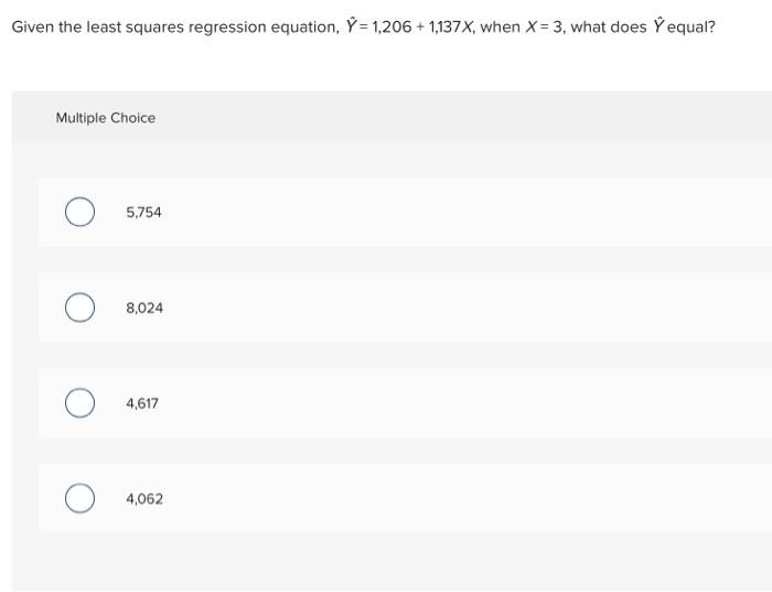 Solved Given the least squares regression equation, | Chegg.com