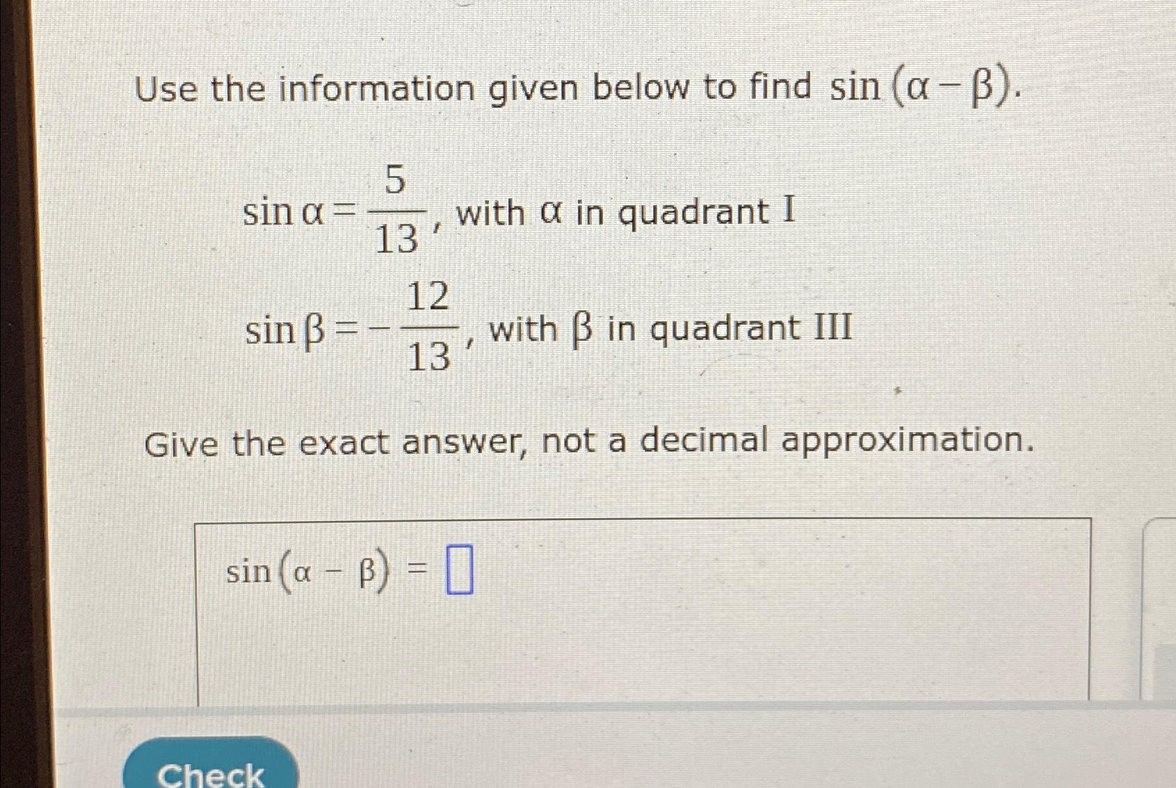 Solved Use the information given below to find | Chegg.com