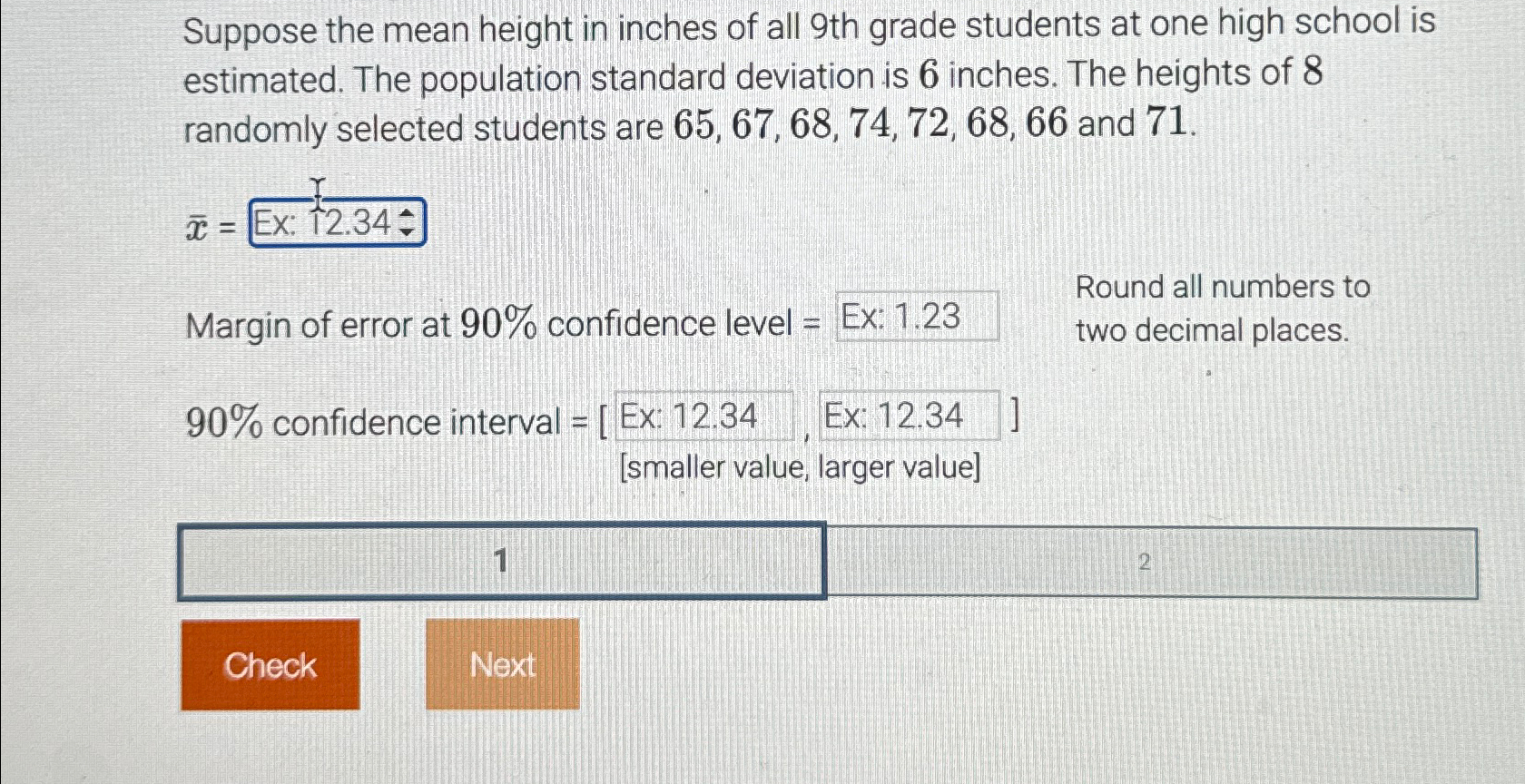 Suppose the mean height in inches of all 9th grade | Chegg.com