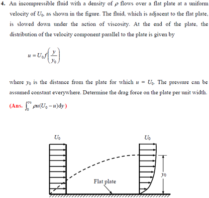 Solved An incompressible fluid with a density of rho flows | Chegg.com