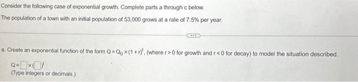 Solved Consider the following case of exponential growth. | Chegg.com