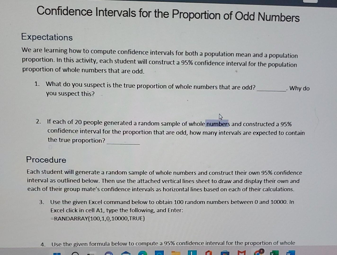 Solved Confidence Intervals for the Proportion of Odd | Chegg.com