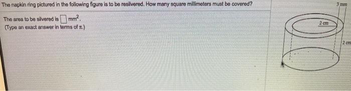 Solved mm The napkin ring pictured in the following figure | Chegg.com