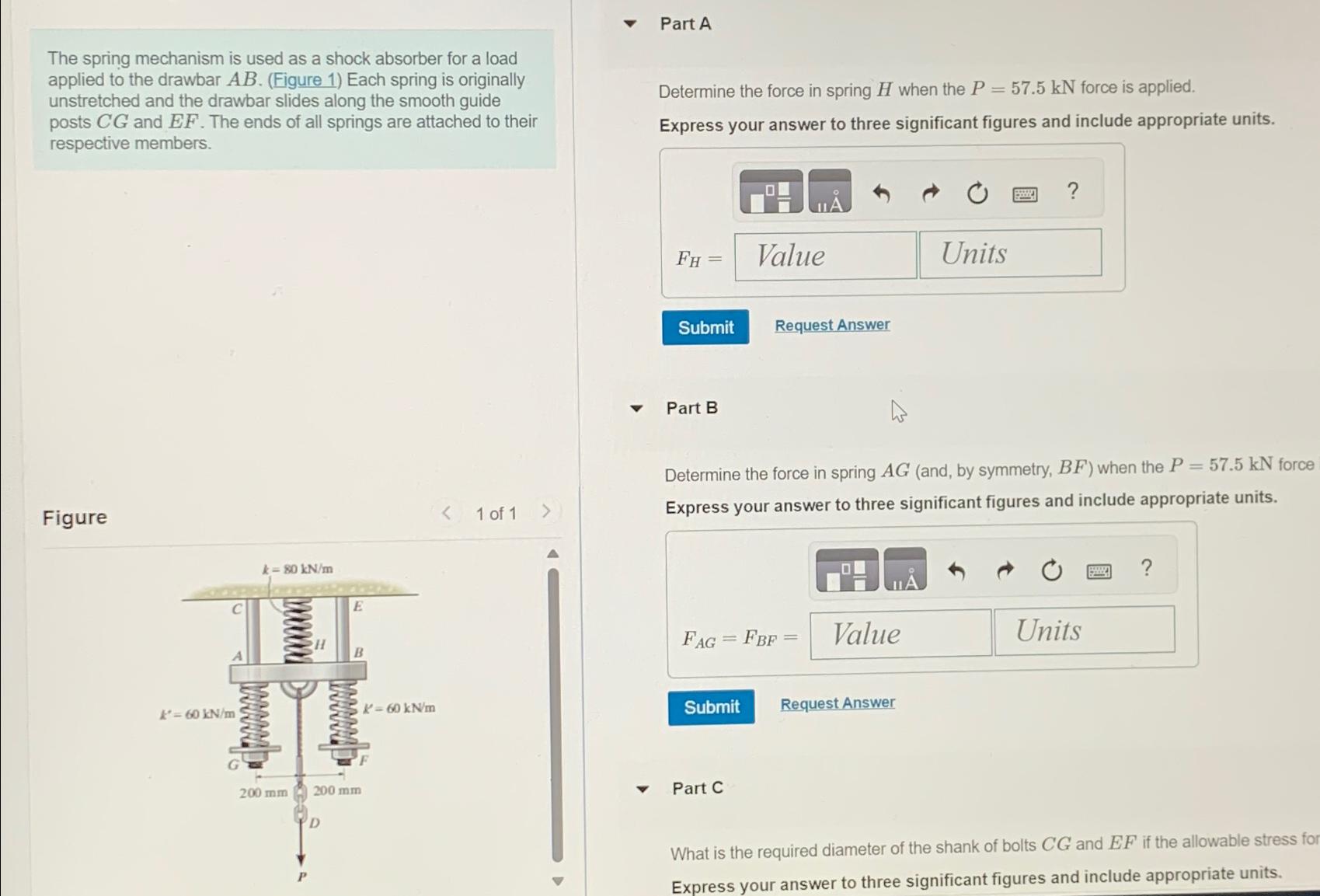 Part AThe spring mechanism is used as a shock | Chegg.com
