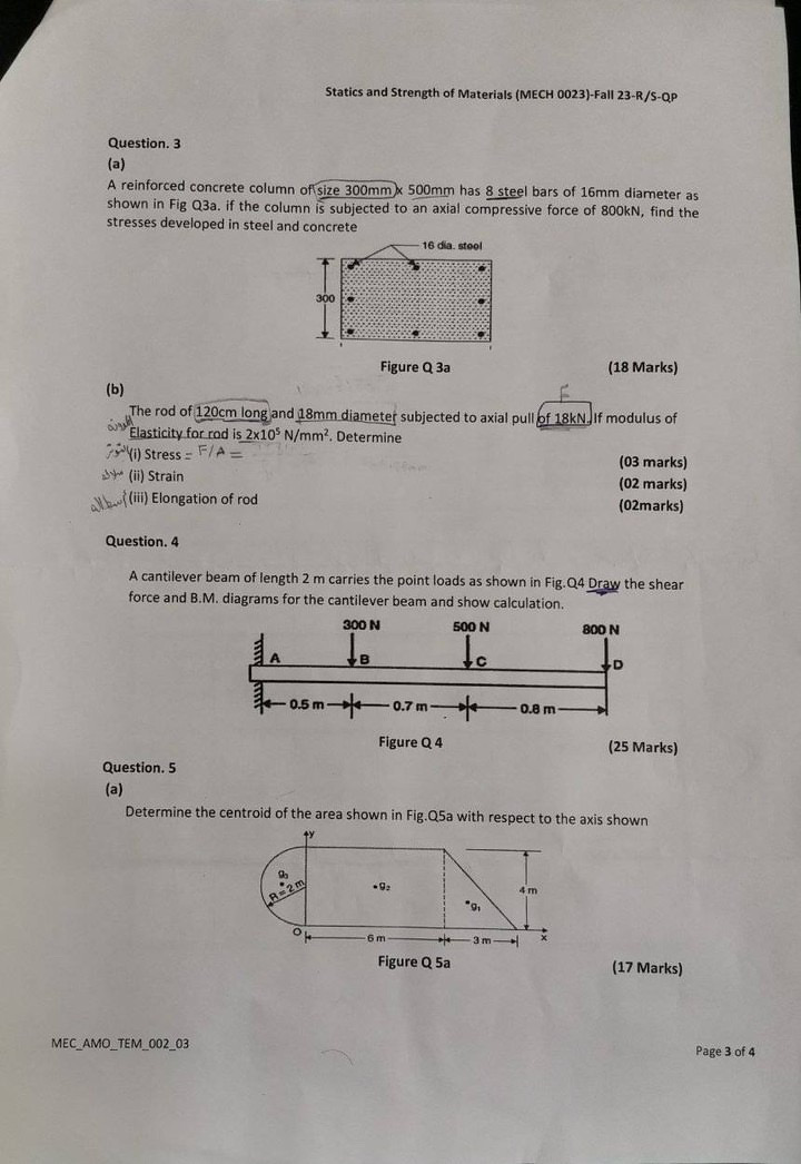 Solved Statics and Strength of Materials (MECH 0023)-Fall | Chegg.com
