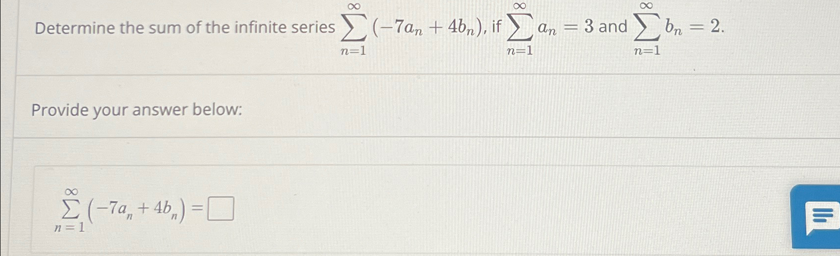 Solved Determine the sum of the infinite series | Chegg.com