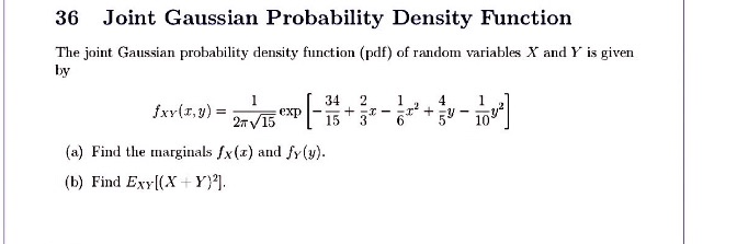 Solved 36 Joint Gaussian Probability Density Function The | Chegg.com