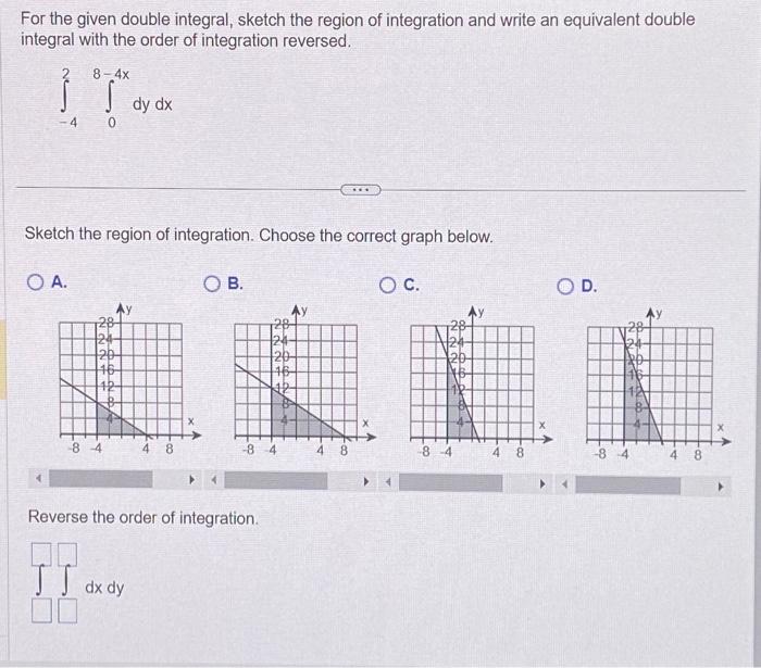 Solved For the given double integral, sketch the region of | Chegg.com