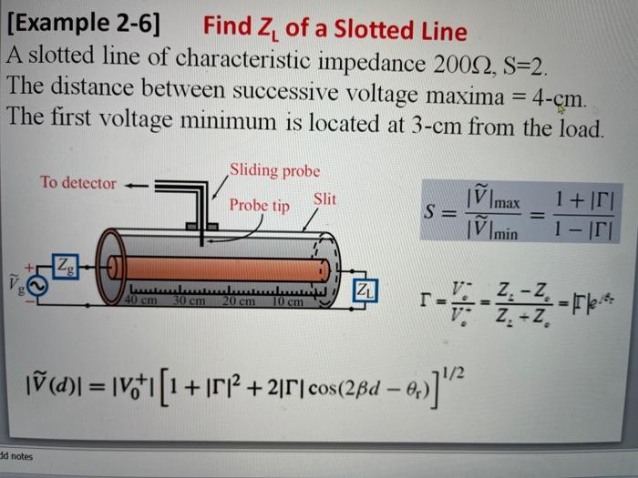 Solved [Example 2-6] Find Z of a Slotted Line A slotted line | Chegg.com