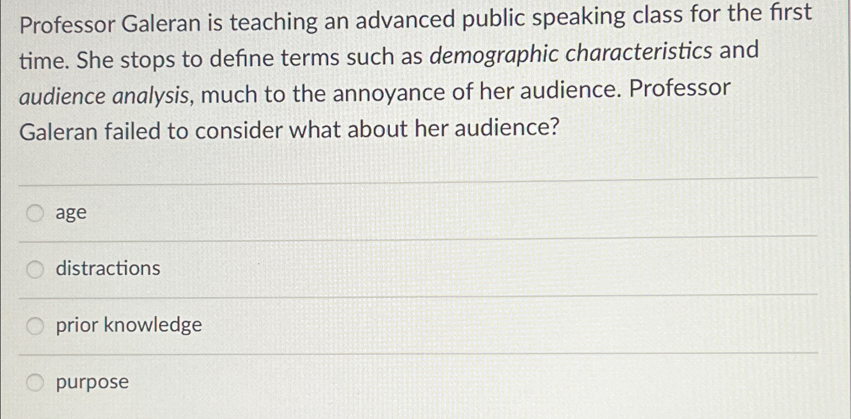 Solved Professor Galeran is teaching an advanced public | Chegg.com