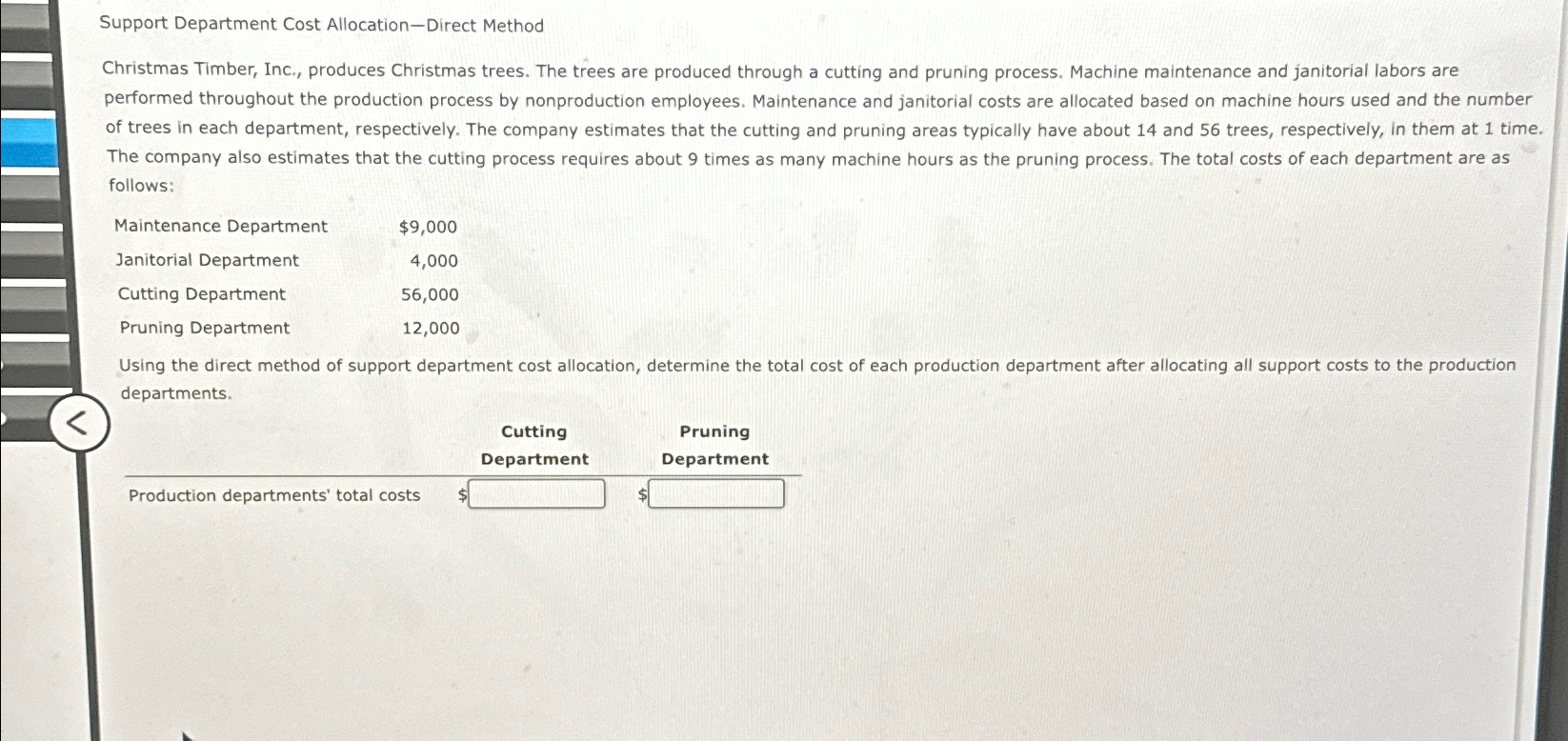 Solved Support Department Cost Allocation Direct