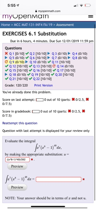 Solved 5:554 AA Amyopenmath.com myOpenMath Home > MCC | Chegg.com