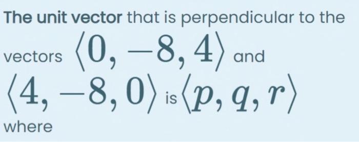Solved The unit vector that is perpendicular to the vectors | Chegg.com