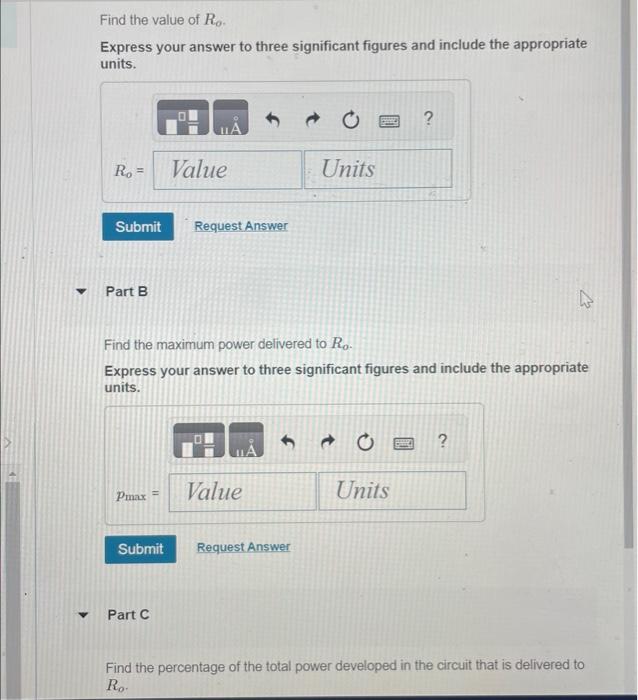 Solved Find Ro, the maximum power delivered to Ro, and the | Chegg.com