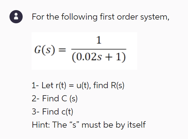 sss(8) ﻿For the following first order | Chegg.com