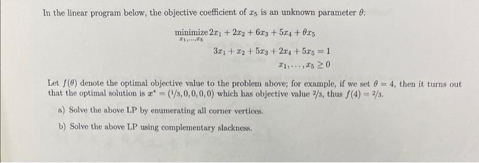 Solved In the linear program below, the objective | Chegg.com