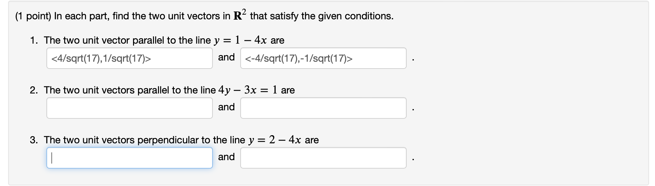 Solved 1 point in Each Part Find The Two Unit Vectors