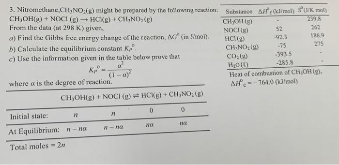 Solved 239,8 275 3. Nitromethane, CH3NO2(g) might be | Chegg.com