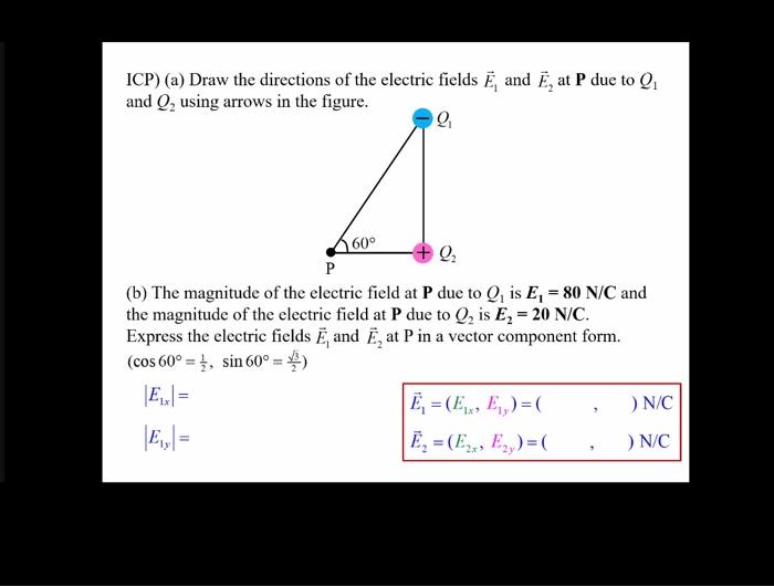 Solved ICP) (a) Draw the directions of the electric fields | Chegg.com