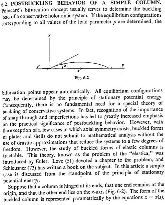 14. Study postbuckling behavior of a simple column by | Chegg.com