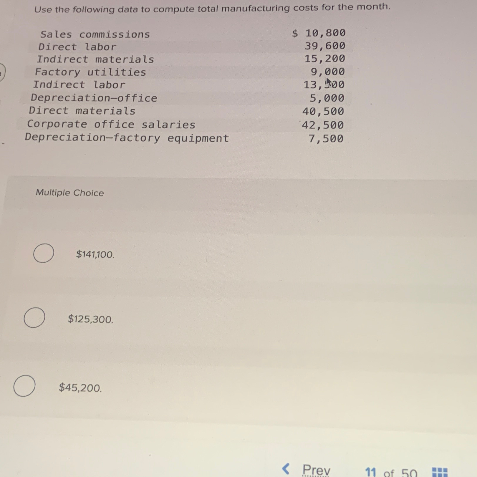 Solved Use the following data to compute total manufacturing | Chegg.com