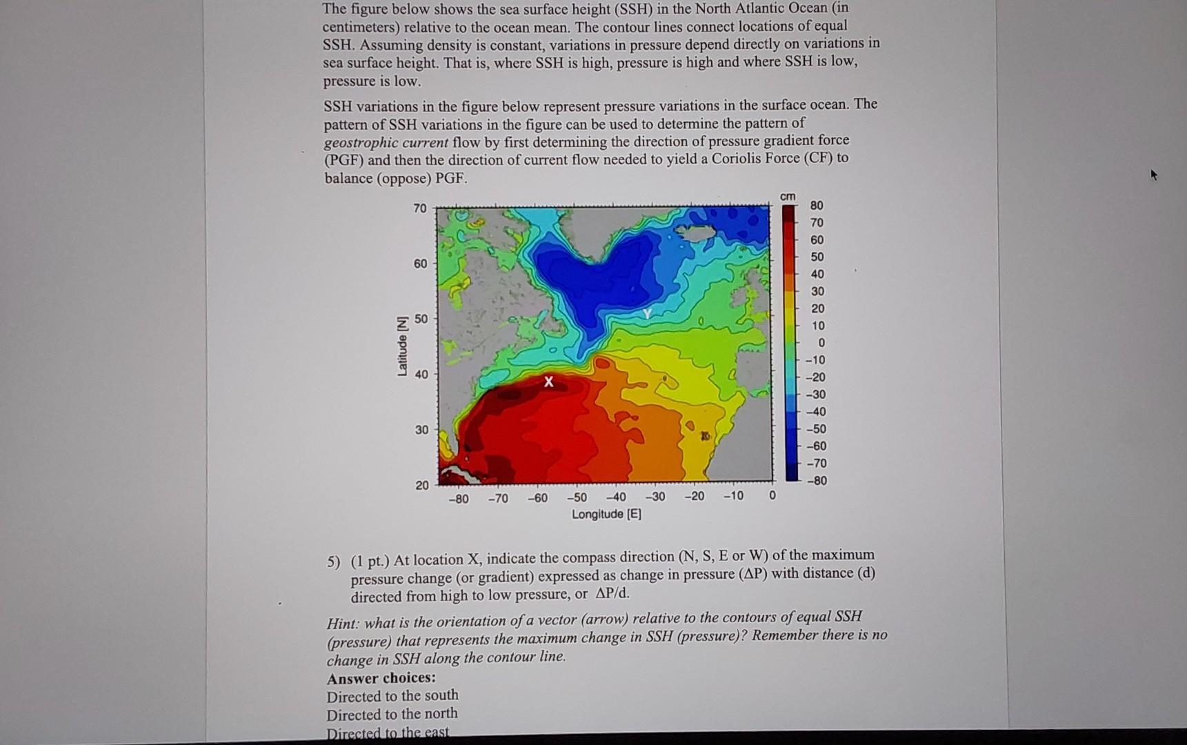 The Figure Below Shows The Sea Surface Height Ssh