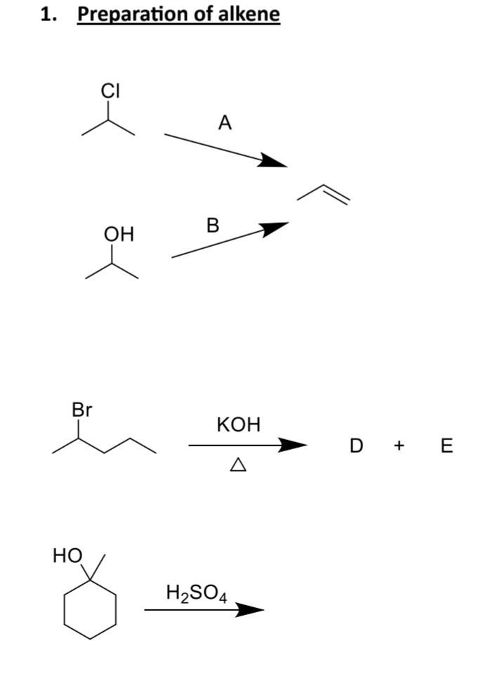 Solved 1. Preparation of alkene | Chegg.com