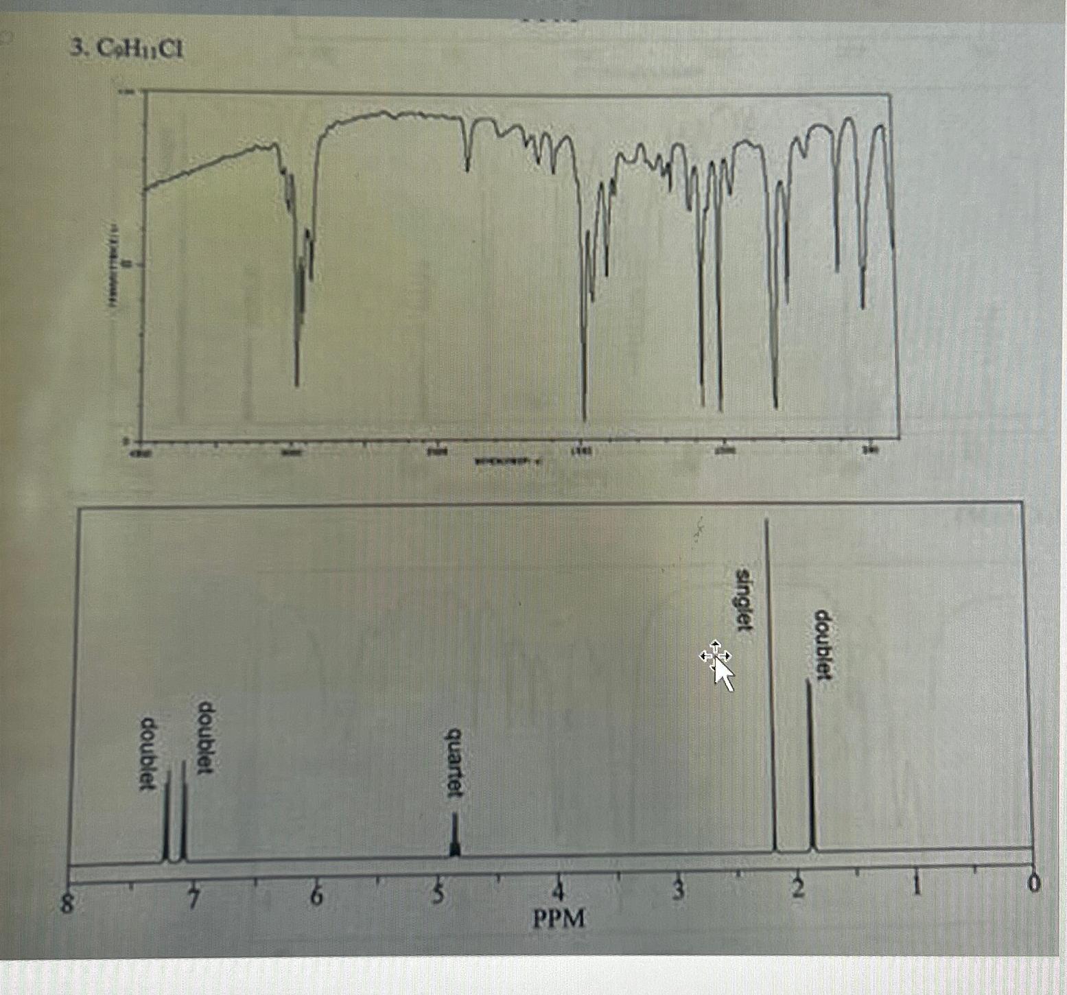 Solved C9H11ClThe molecular formulas IR in each NMR spectra | Chegg.com