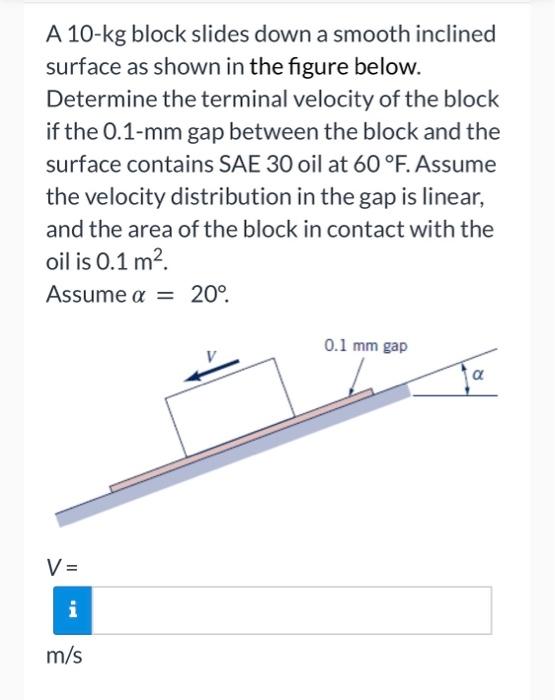 Solved A 10-kg block slides down a smooth inclined surface | Chegg.com