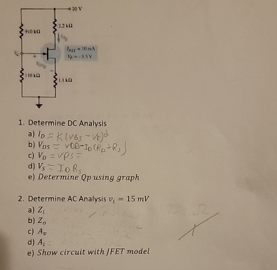 Solved Determine AC Analysis vi=15mVa) Zib) Zoc) Avd) Aie) | Chegg.com