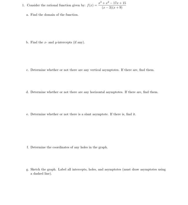 Solved Consider the rational function given by: | Chegg.com