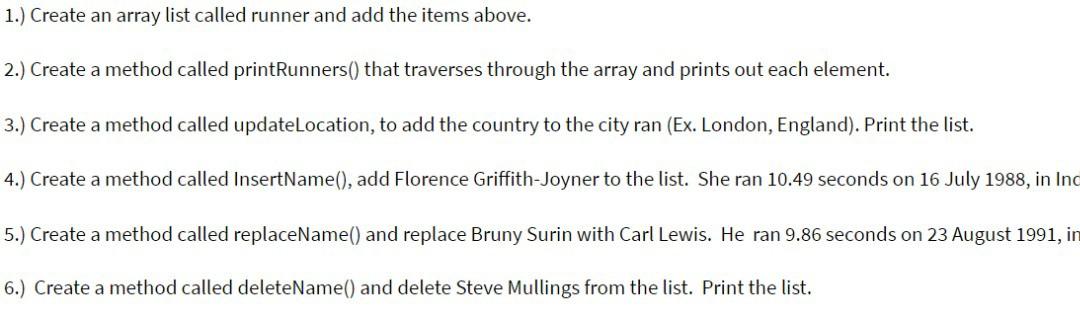 Solved Time (seconds) Athlete Name Nationality Date Location | Chegg.com