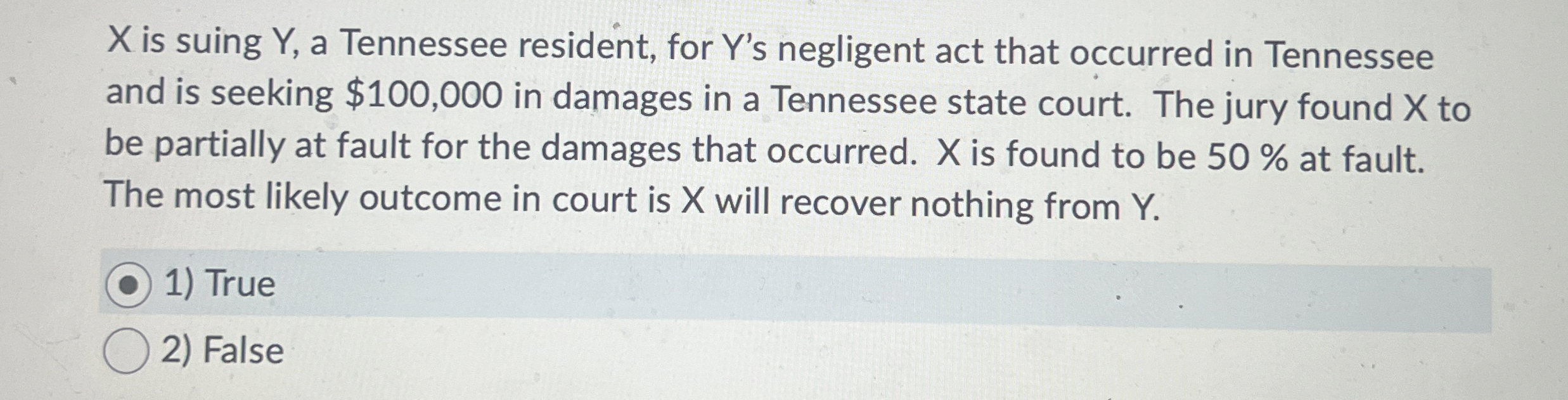 Solved x ﻿is suing Y, ﻿a Tennessee resident, for Y' 's | Chegg.com