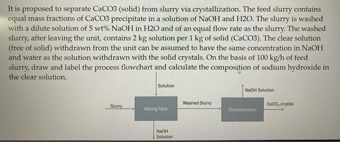 Solved It is proposed to separate CaCO3 (solid) from slurry | Chegg.com
