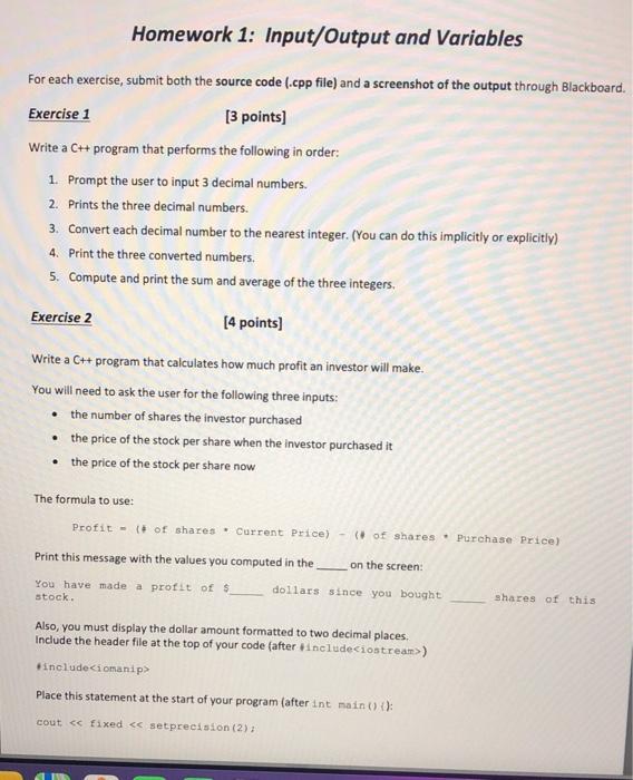 Solved Exercise 1 [3 points] Write a Ct+ program that | Chegg.com