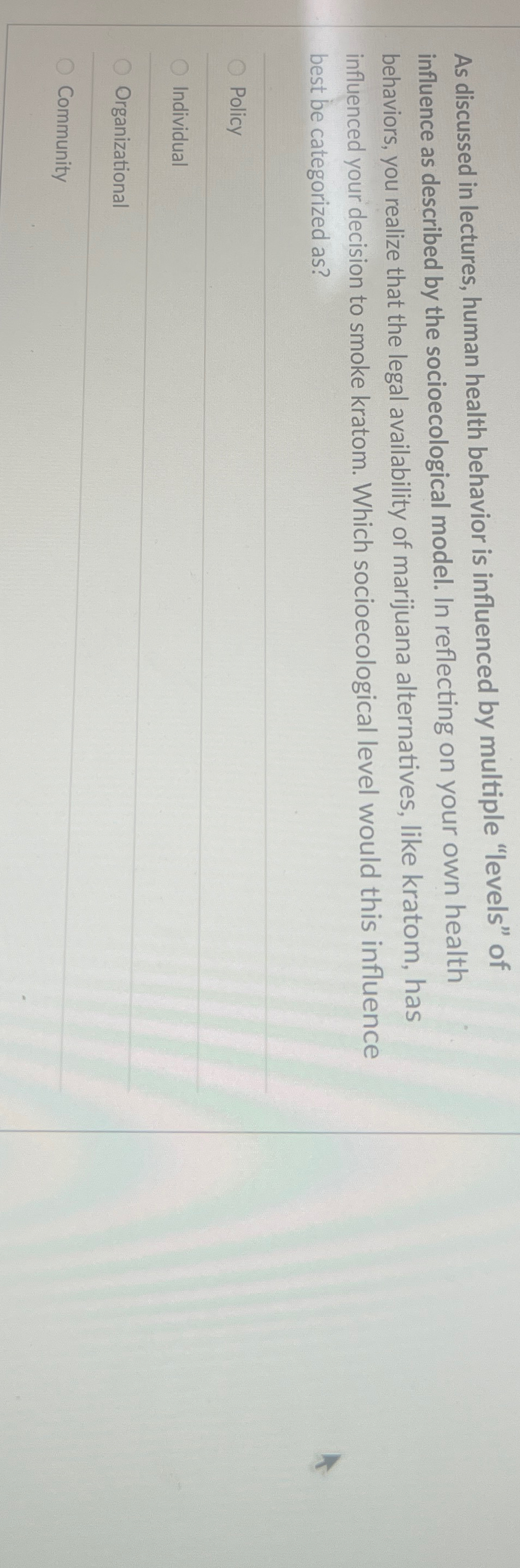 Solved As discussed in lectures, human health behavior is | Chegg.com