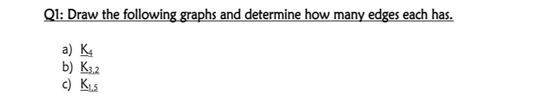 Solved Q1: Draw the following graphs and determine how many | Chegg.com