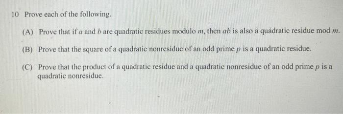 Solved 10 Prove each of the following, (A) Prove that if a | Chegg.com
