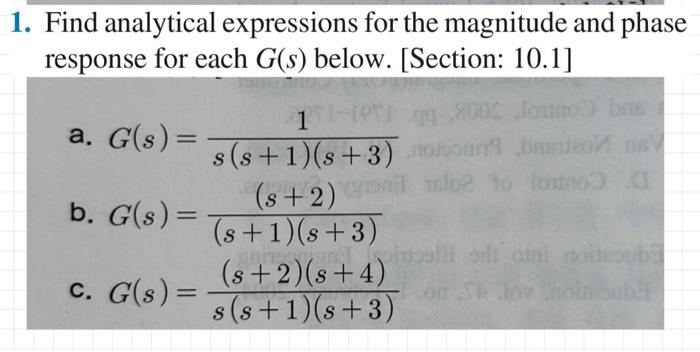 Solved Find analytical expressions for the magnitude and | Chegg.com