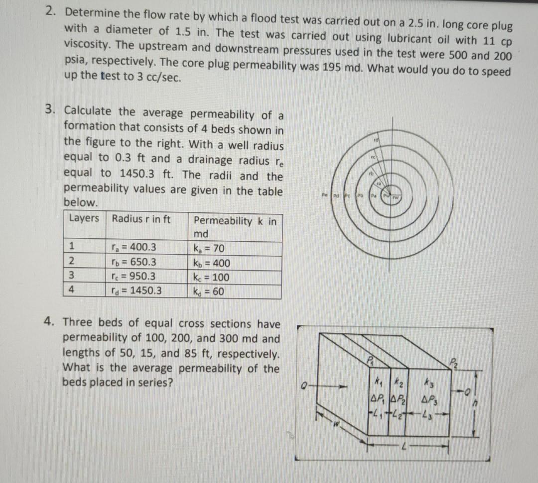 Solved 2. Determine the flow rate by which a flood test was | Chegg.com