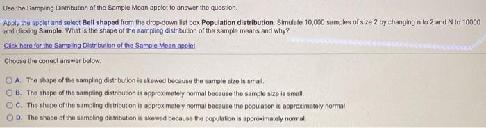 Solved Use the Sampling Distribution of the Sample Mean | Chegg.com