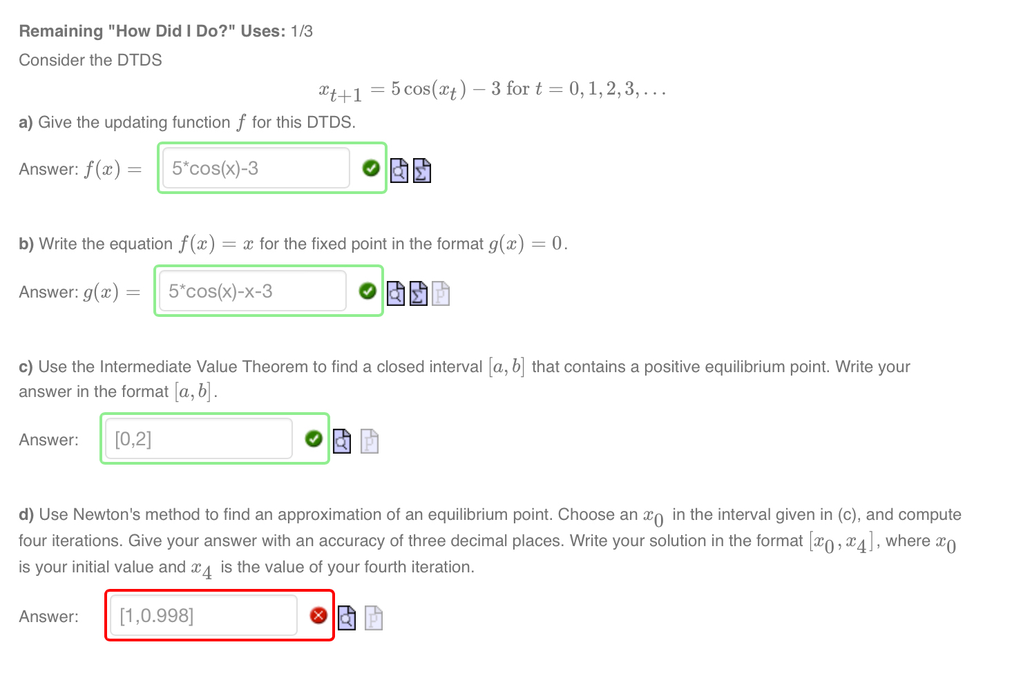 Solved Remaining "How Did I Do?" ﻿Uses: 1/3Consider the | Chegg.com