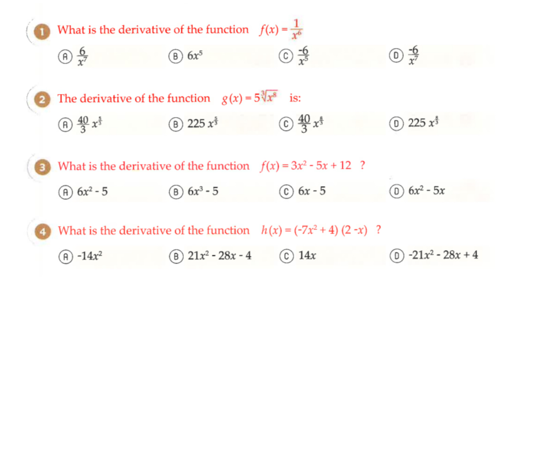 Solved What is the derivative of the function | Chegg.com