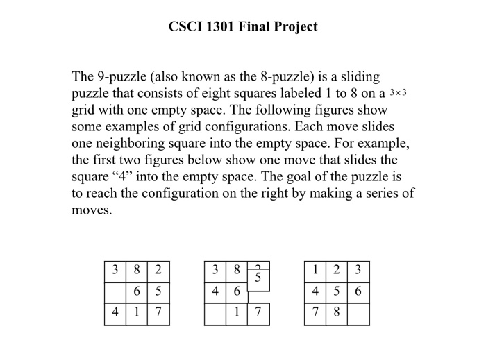 The 9-puzzle (also known as the 8-puzzle) is a | Chegg.com