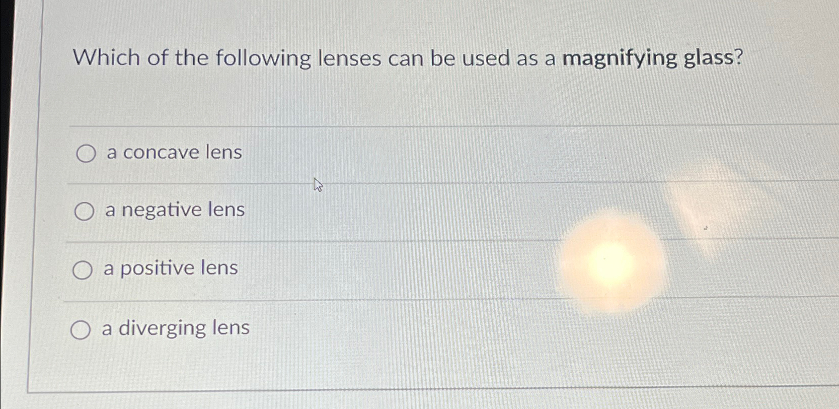 Solved Which of the following lenses can be used as a | Chegg.com