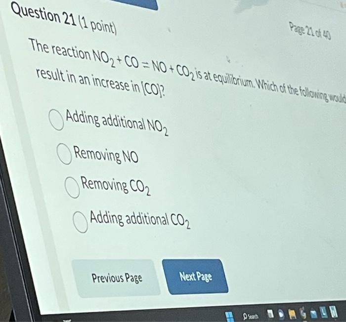 Solved The reaction NO2+CO=NO+CO2 is at equiliorium. Which | Chegg.com